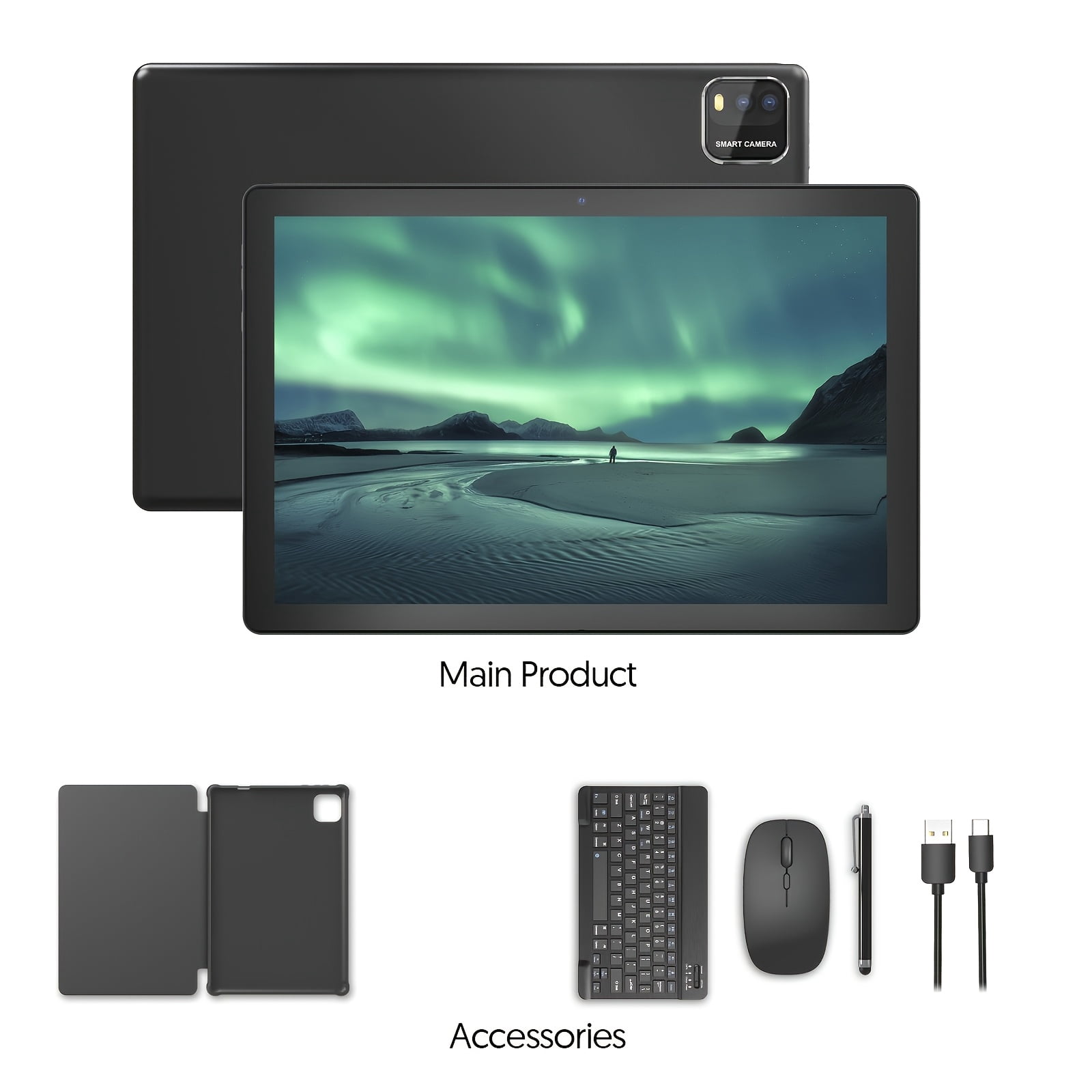 10.1'' Android 14 2-in-1 Tablet - 3GB RAM 64GB ROM(1TB Expandable ...