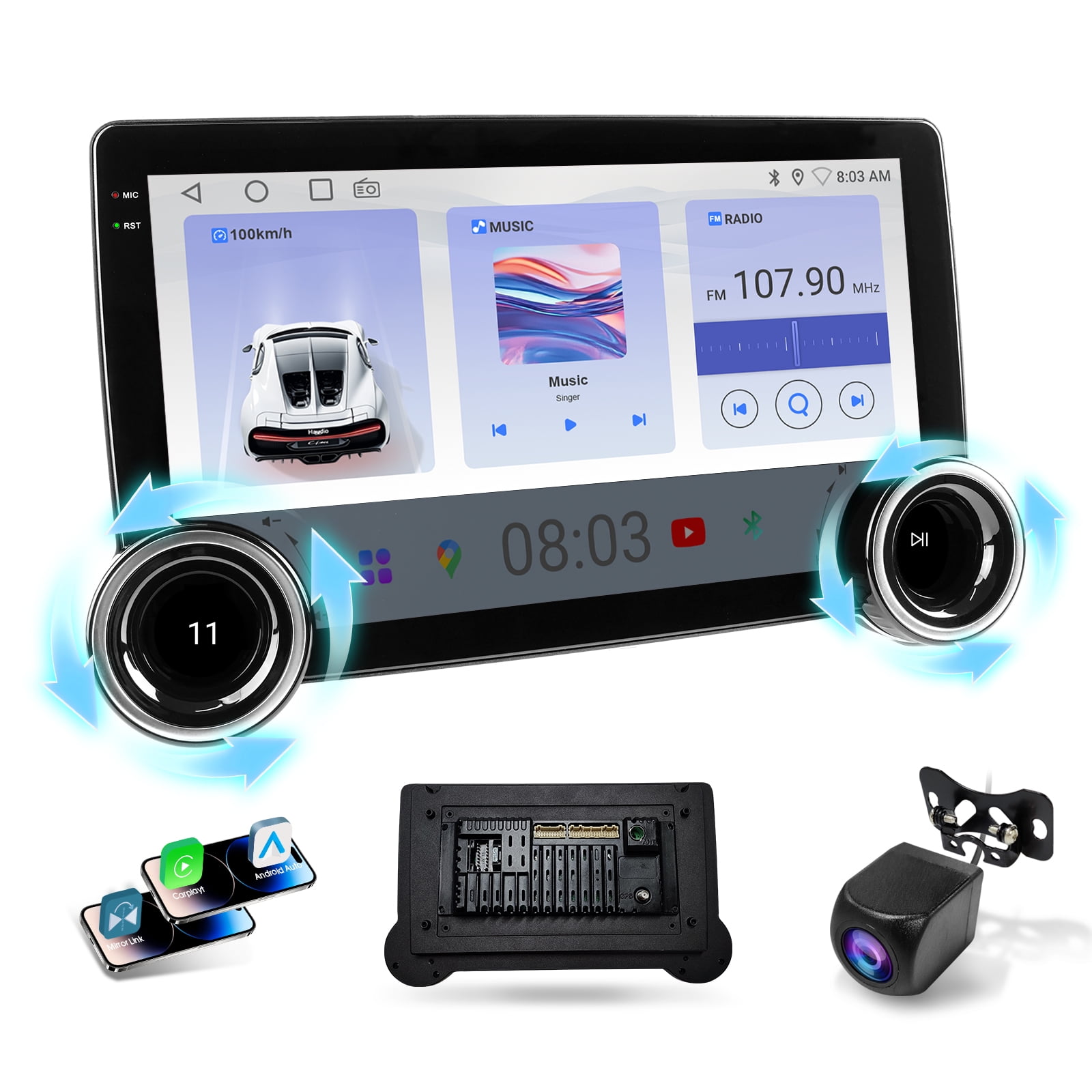 10.1" HD Smart Car Stereo | Wireless CarPlay/Android Auto | Dual Knob ...
