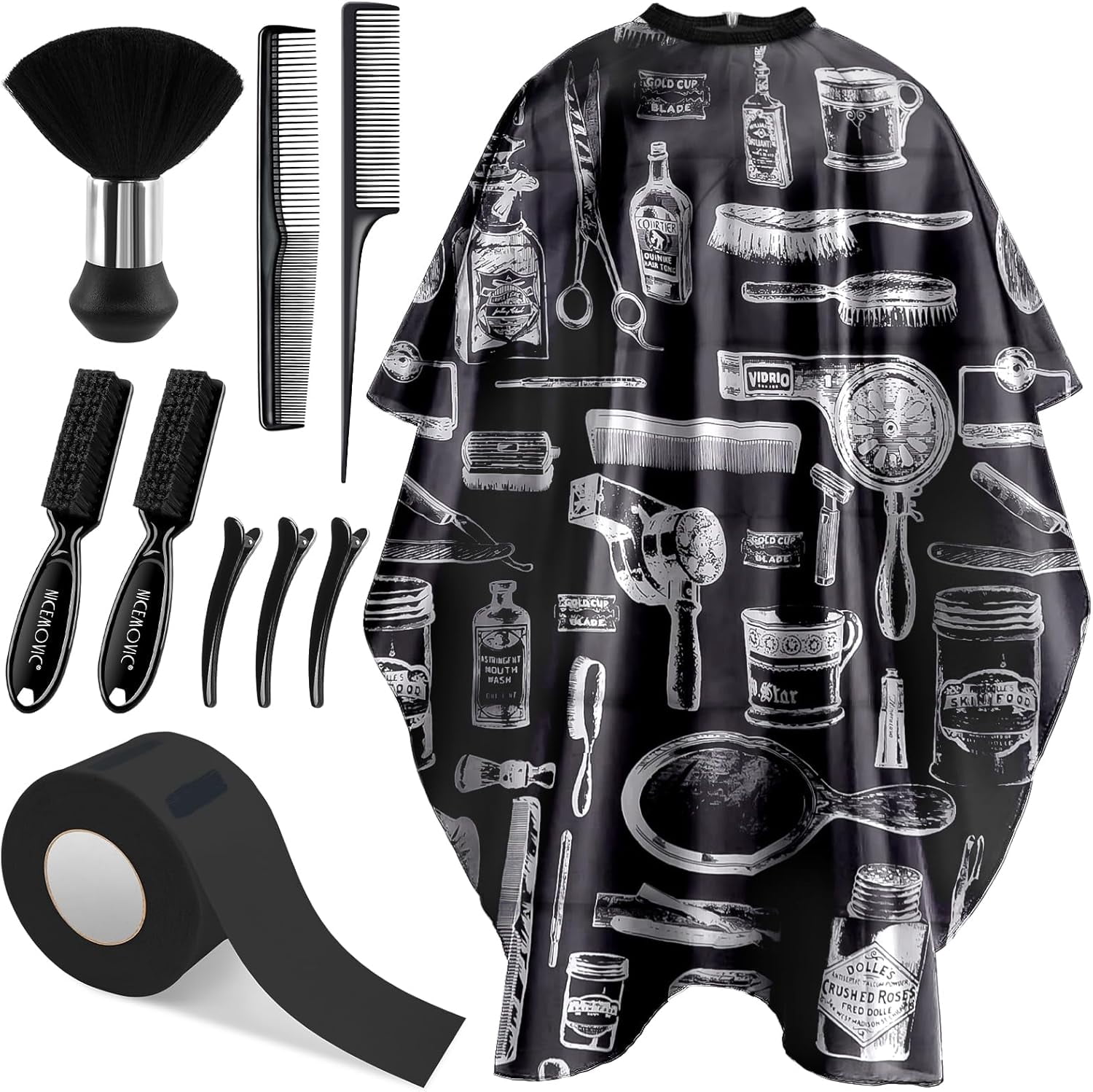 10 in 1 Hair Cutting Barber Cape with Neck Duster Brush Barber Brush ...