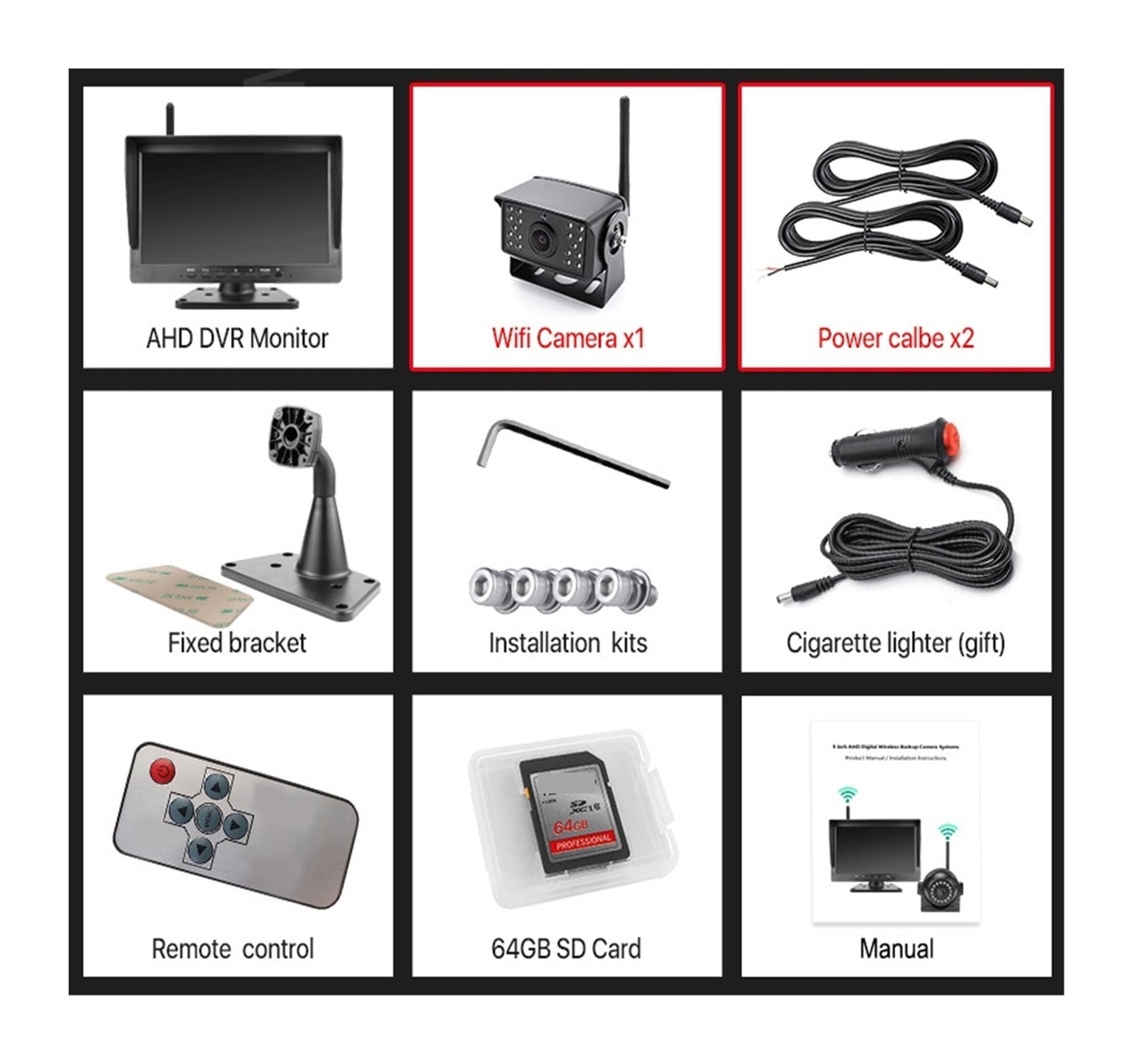 10.1 Inch 200M Wireless 4 Channels DVR Recorder Monitor With Reverse ...