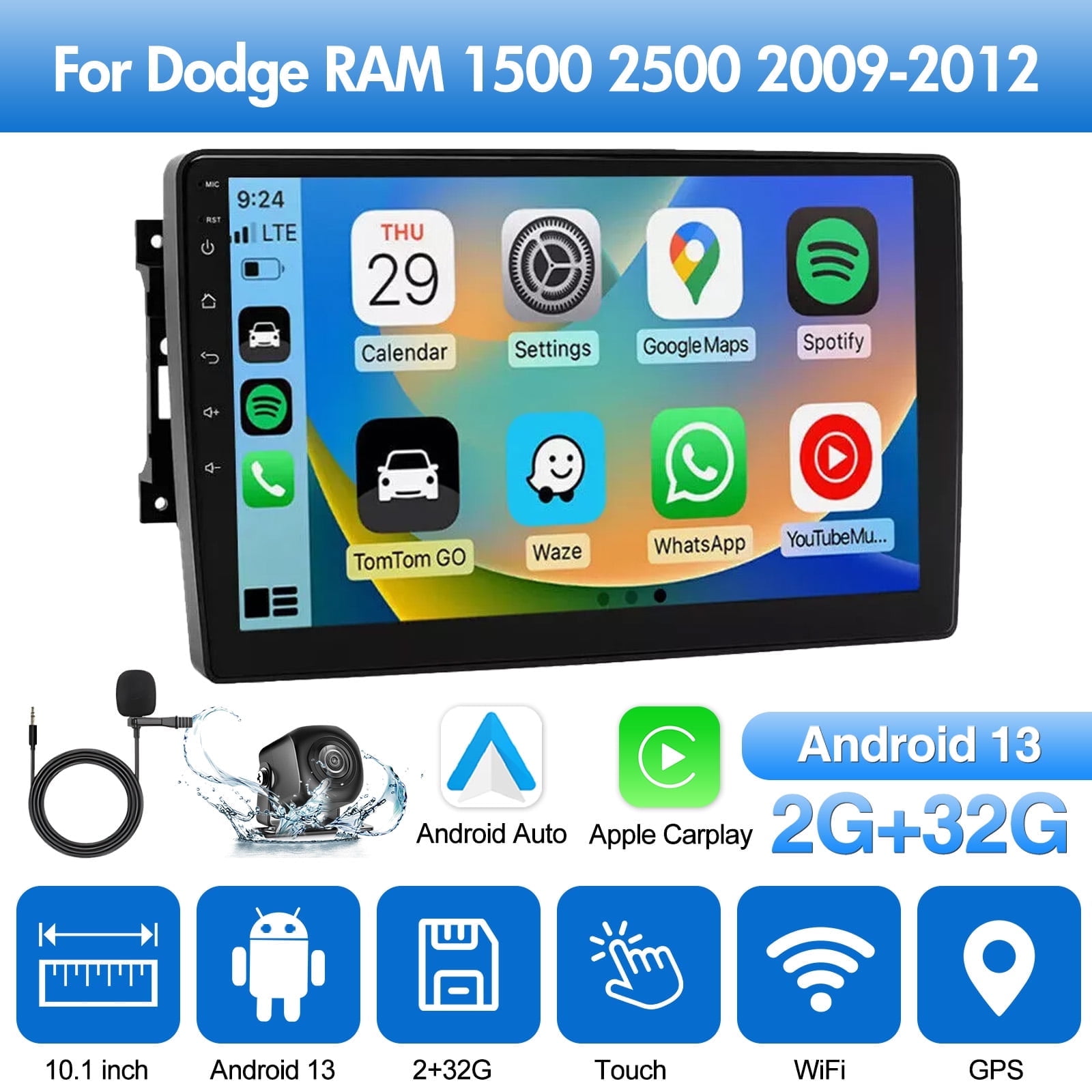 10.1-Inch Android 13 2+32G Car Stereo Radio GPS Stereo for Dodge RAM ...