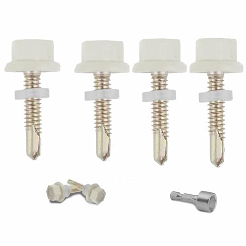 #10 × 1 Inch Metal Roofing Screws, 300 PCS, Zinc-Plated Hex Head Sheet ...