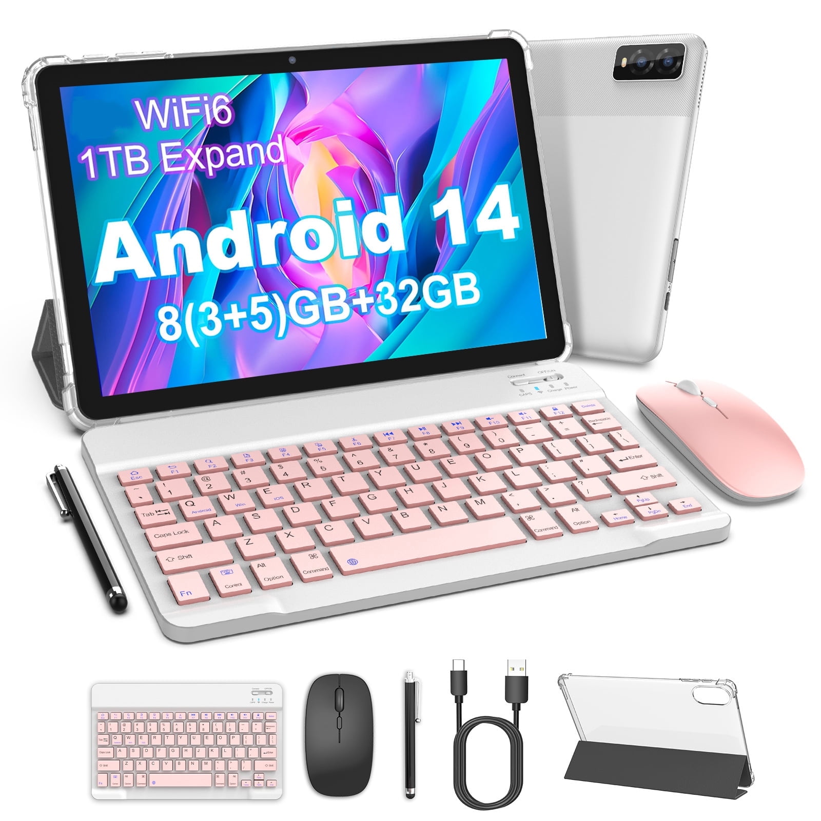 10.1 Inch Tablets Android 14 Tablet with Octa-Core,8GB+32GB+1TB TF ...