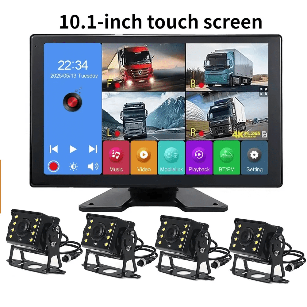10.1 Inch Touch Screen 4 Ch Split Screen Car MP5 DVR Monitor with BT FM ...