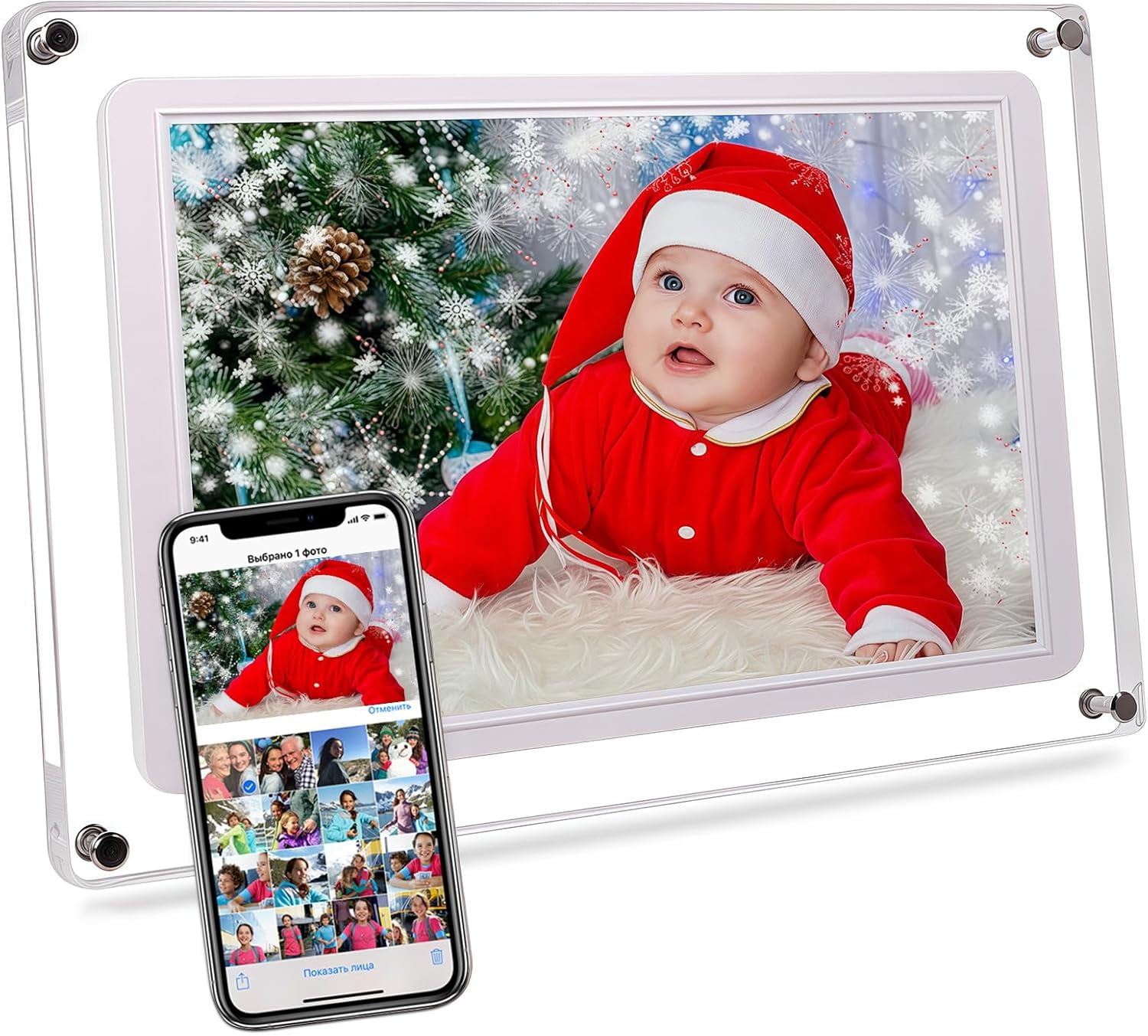 10.1-Inch Wi-Fi Digital Picture Frame with Frameo App - Acrylic Frame ...