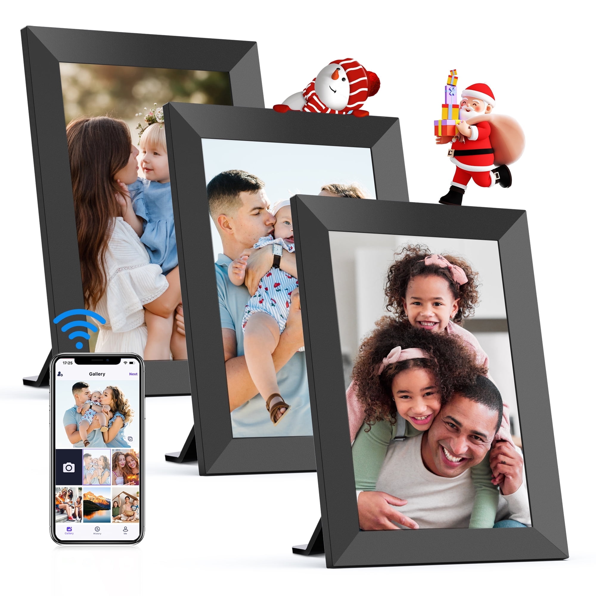 10.1 inch WiFi Digital Photo Frame 3Pack, Nusican Smart Cloud HD Touch Screen Picture Frame with ...