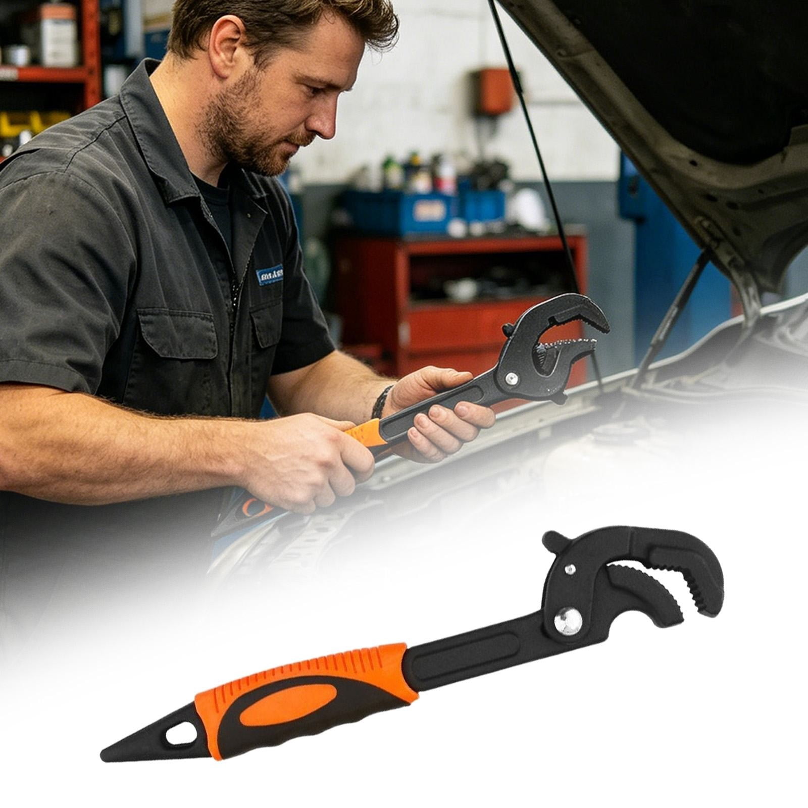 10.1" Self-Adjusting Pipe Wrench 0.55-2.48 Inch Jaw Opening, Spring ...