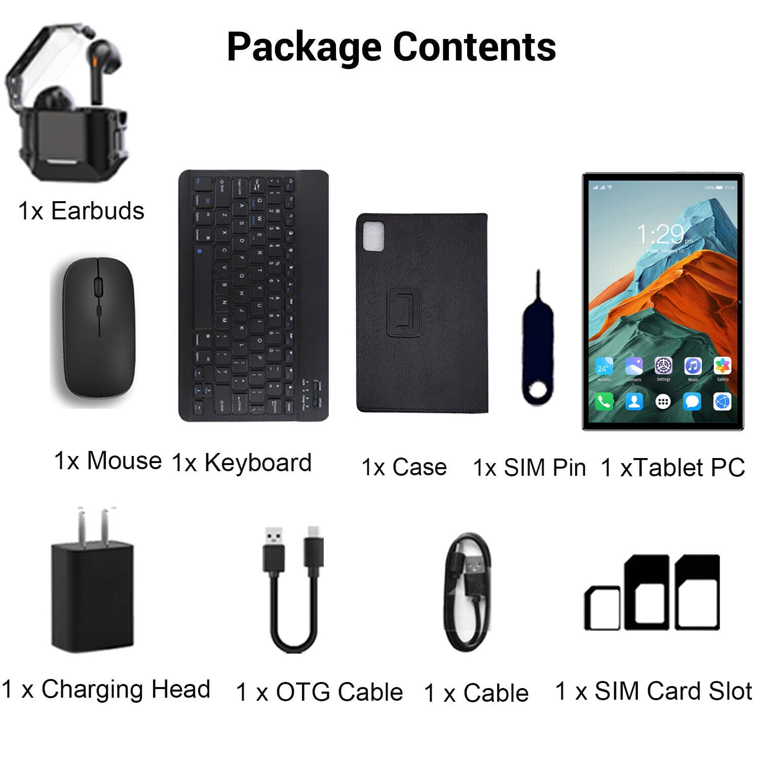 10.1" Tablet Android 13 Tablets Pad 12+256GB HD Octa-Core Dual Camera ...