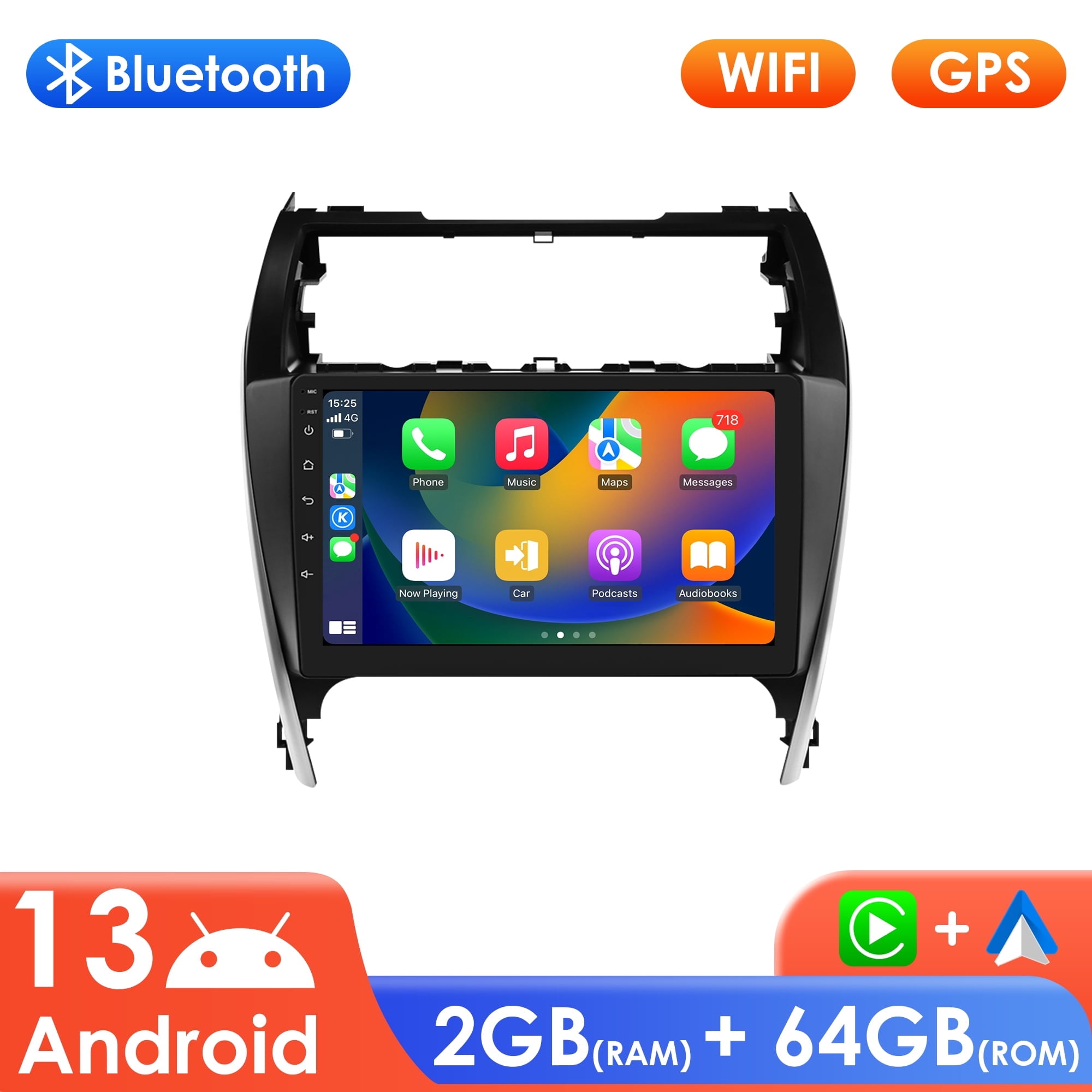 10.1" Touch Screen Android 13 Bluetooth Apple CarPlay 64GB ROM Car ...