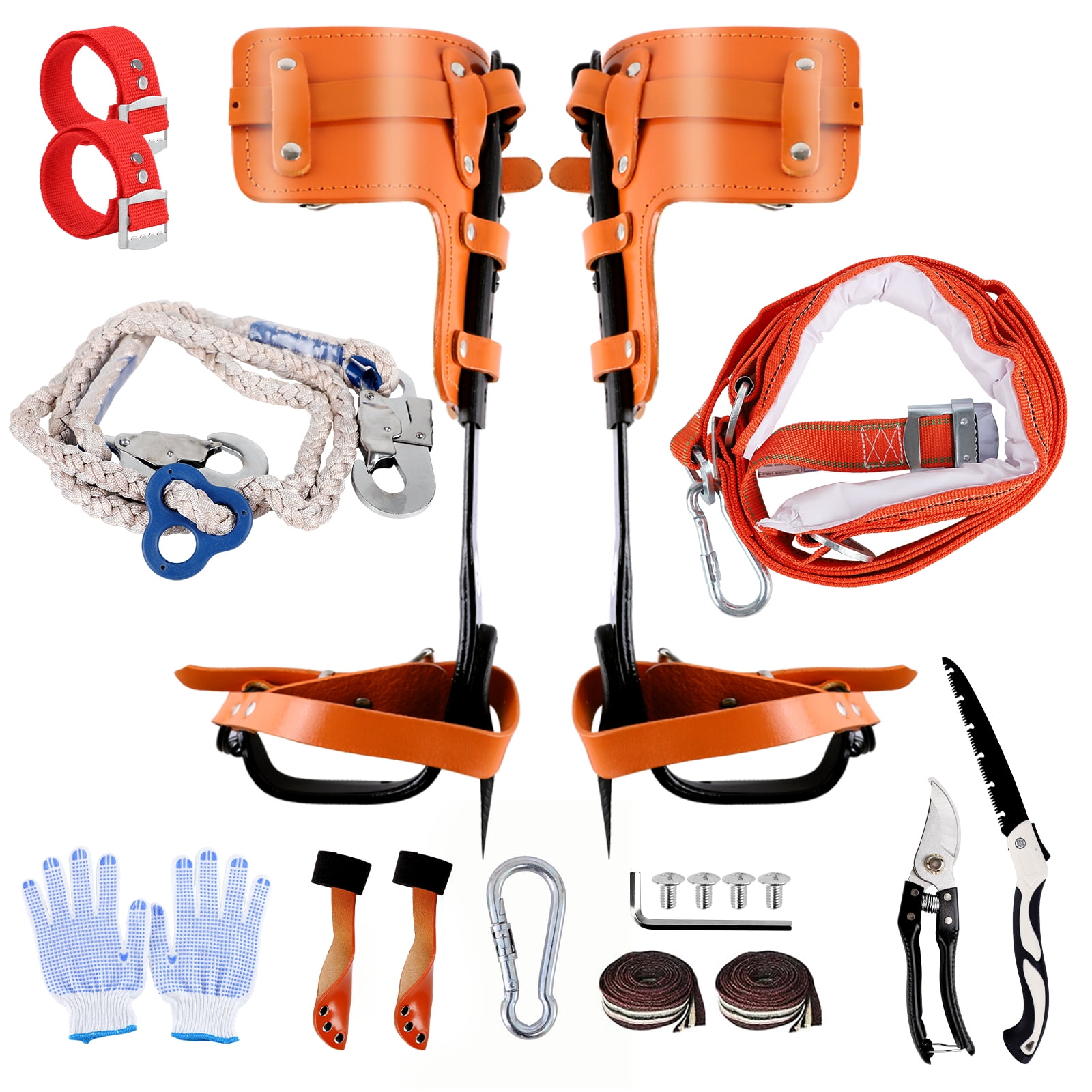 10 in 1 Tree Climbing Spikes Kit, Cowhide Tree Climbing Gear, Arborist ...