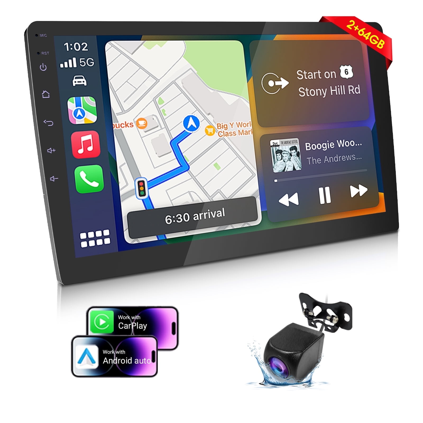 Haudio 10.1" Double Din Car Stereo, Wireless CarPlay & Android Auto ...