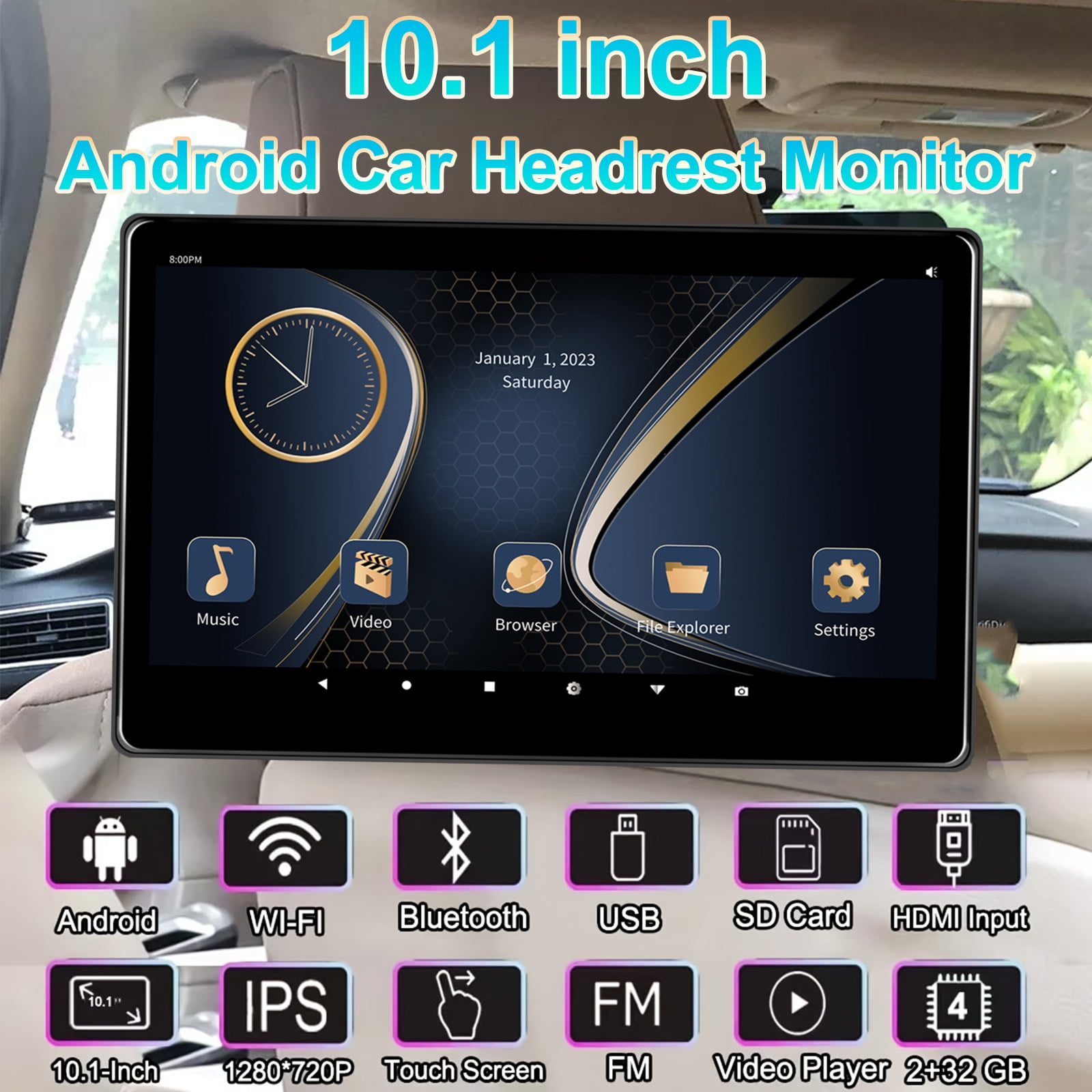10.1 inch 4K Android 13 8-core Portable Car TV Headrest Monitor Tablet ...