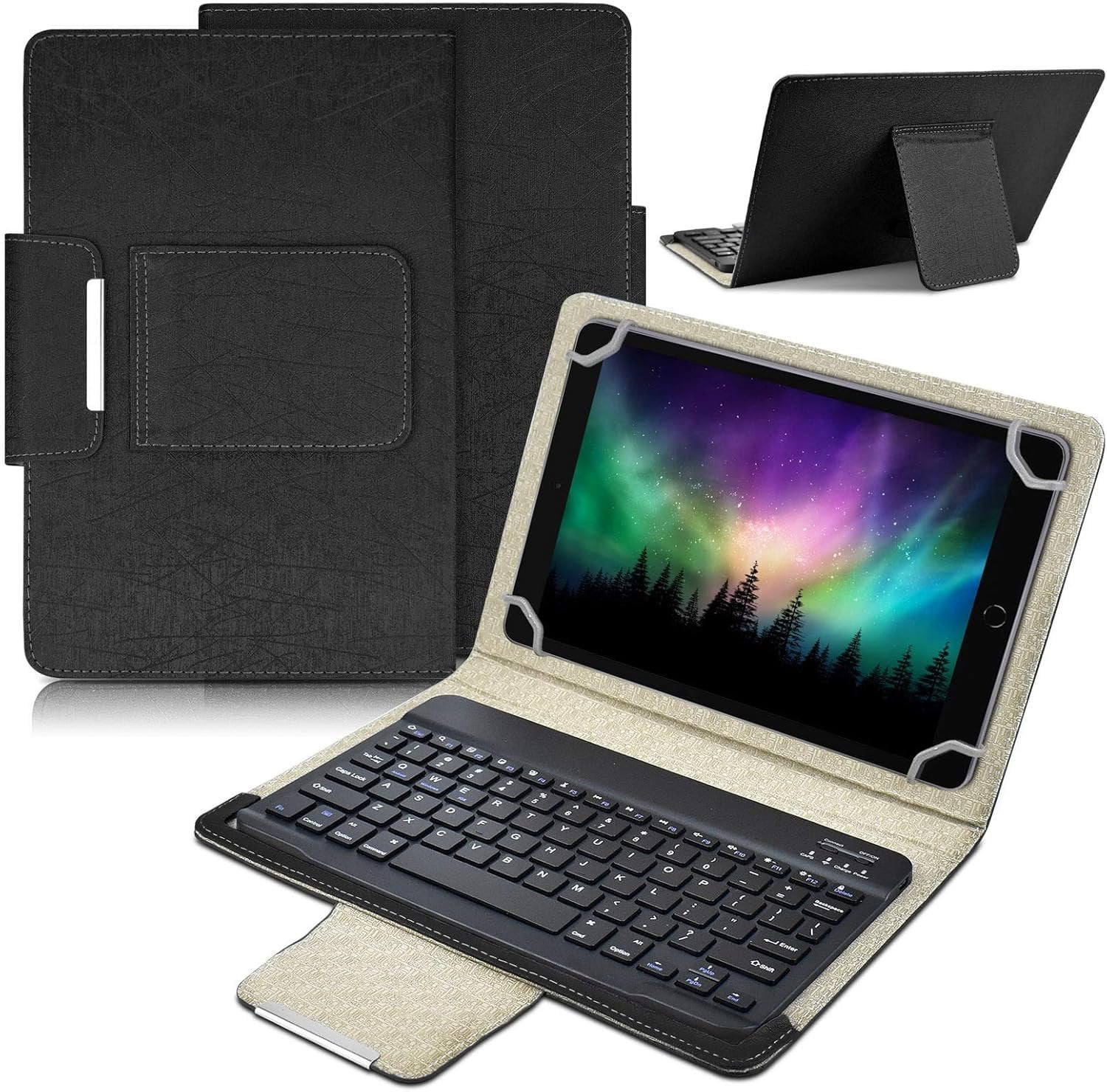 10.1 inch Android Tablet Case with Keyboard, Removable Keyboard + PU ...