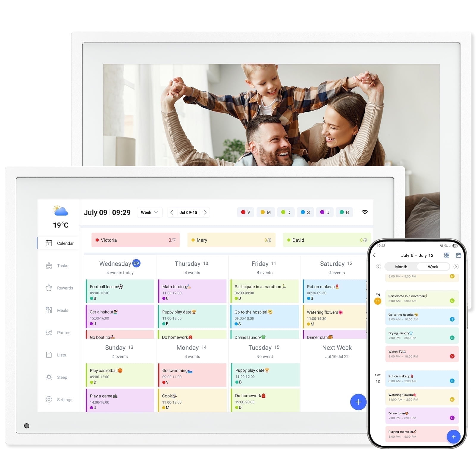 Tabwee 10.1 Inch WiFi Digital Calendar, Smart Touchscreen Interactive ...