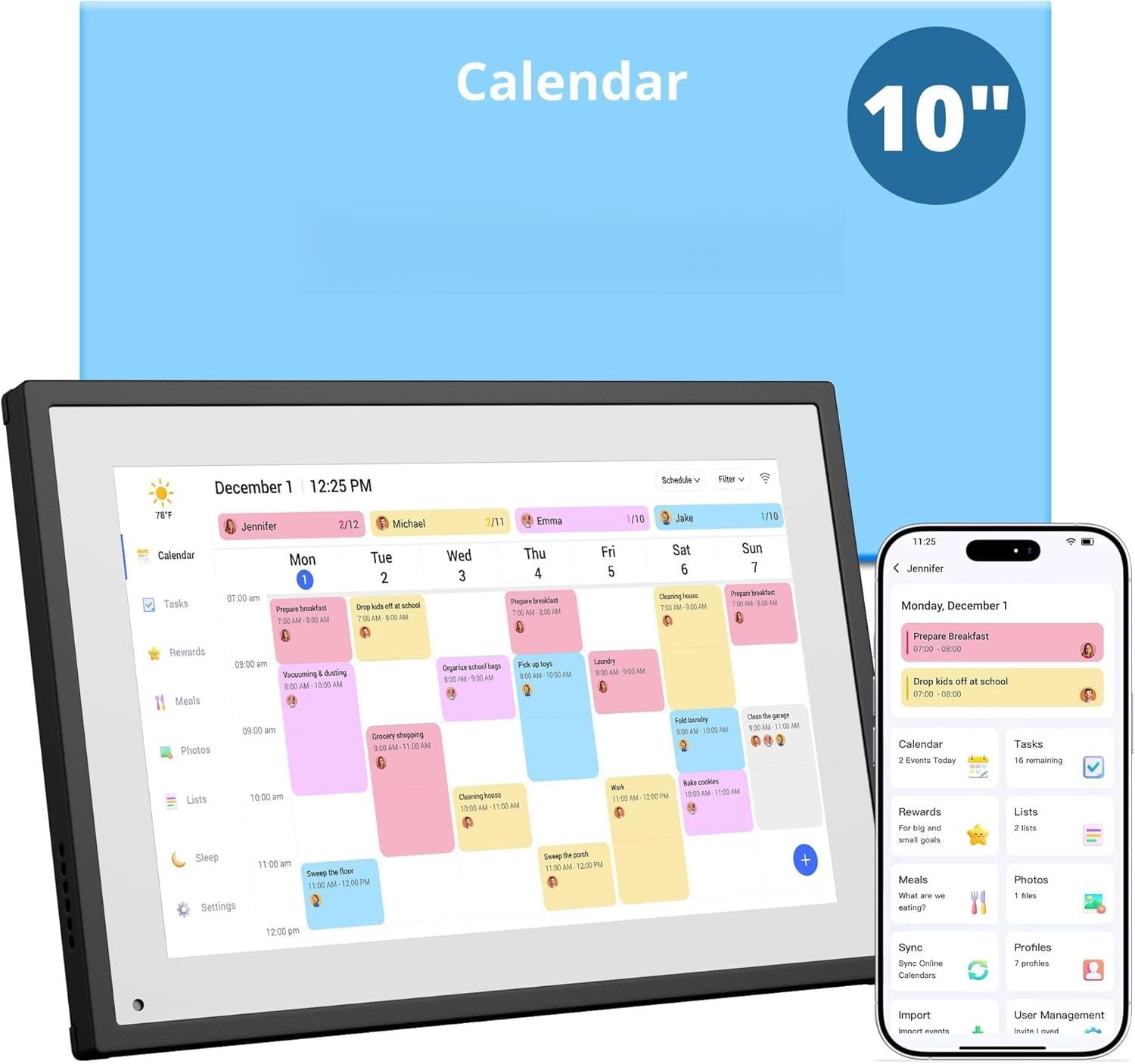 10.1 inch Digital Calendar Chore Chart - Interactive screen, Family ...
