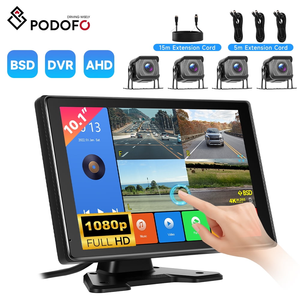 Podofo 4 Channel Backup Camera System,10.1 Inch IPS Reversing Monitor ...