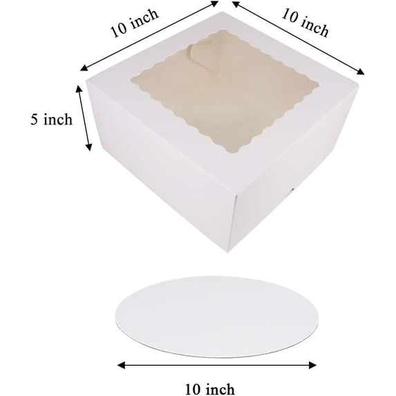 10 × 10 × 5 Inch White Cake Boxes with Window, Extra 10 Cake Boards ...