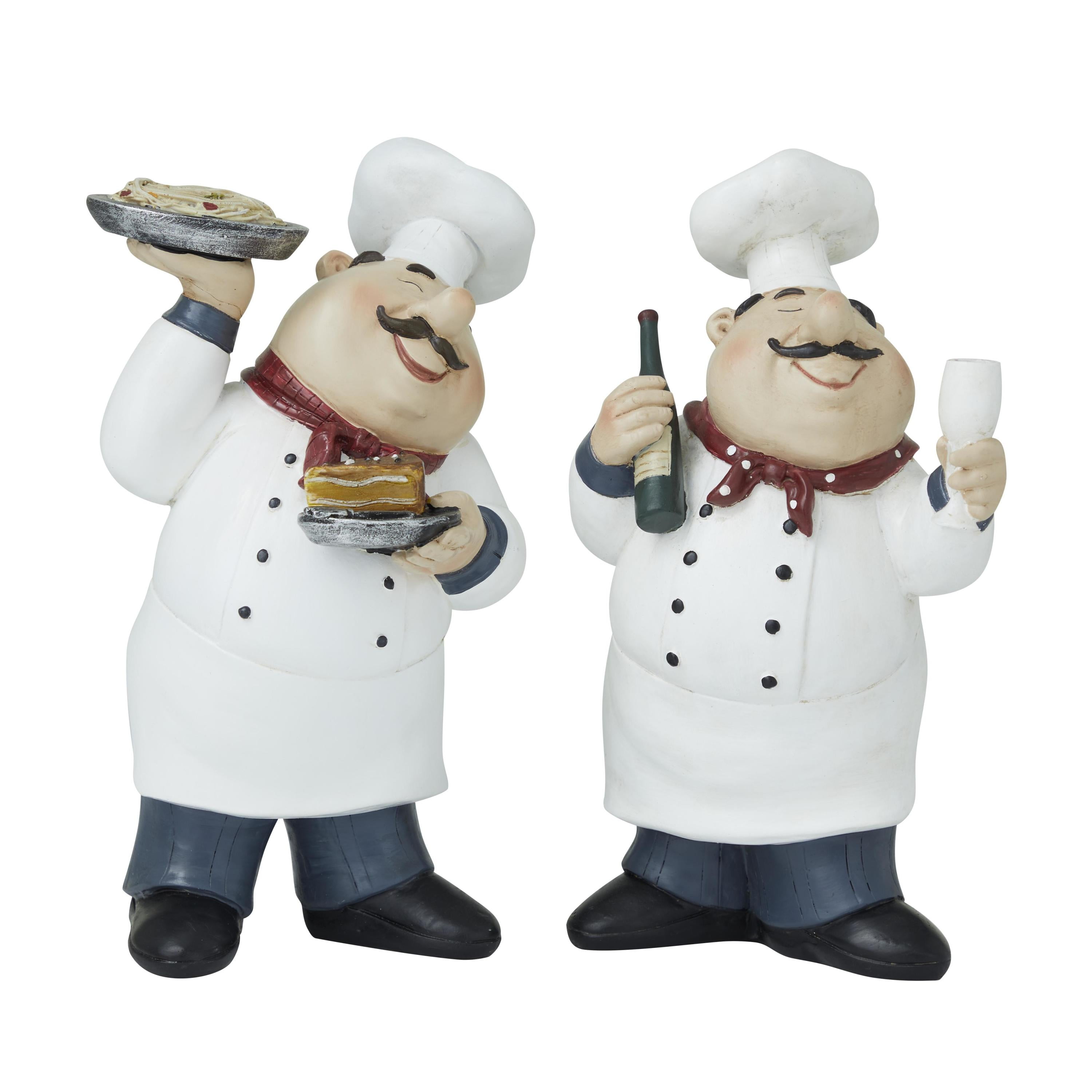 10", 10"H White Polystone Chef Sculpture, by DecMode (2 Count ...
