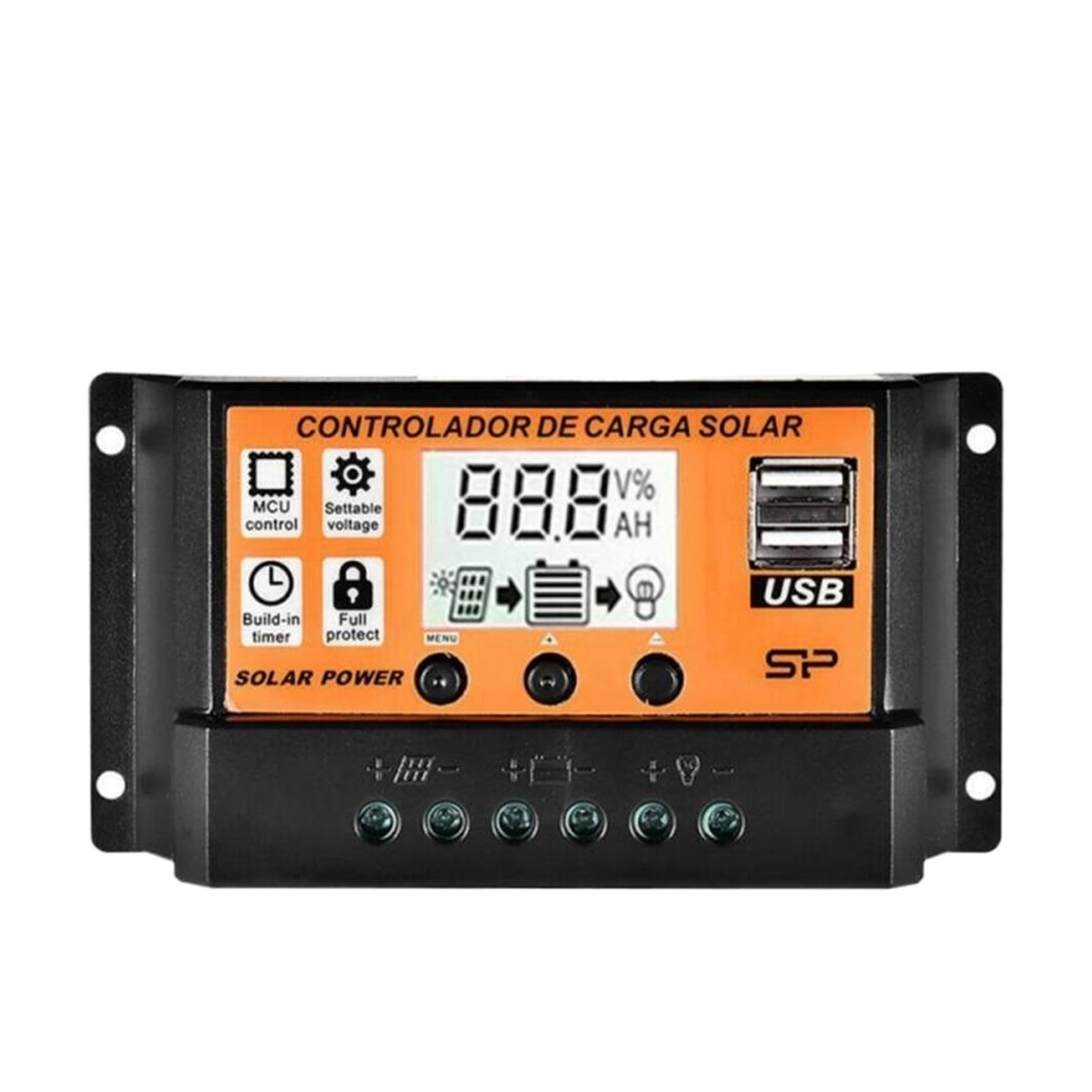 10-100A MPPT/PWM Solar Charge Controller LCD Dual USB Output Solar Panel PV Regulator Dual USB ...