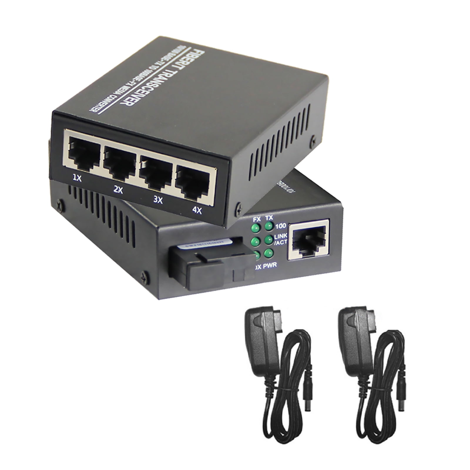 10/100Mbps 1Port and 4Ports Ethernet to Fiber Optic Media Converter Single Mode 20KM 4 RJ45 and ...