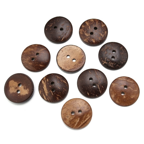 10-100Pcs Natural Coconut Shell Button Round 2-Holes Buttons for Handmade Crafts Home Decorative ...