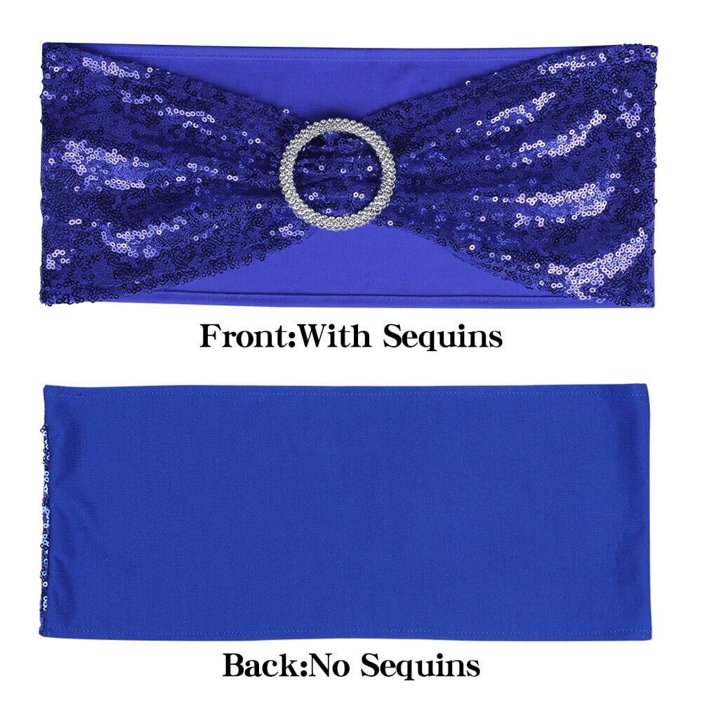 10-100Pcs Stretch Sequin Wedding Chair Bands with Buckle Slider Sashes Bow Decor - Walmart.com