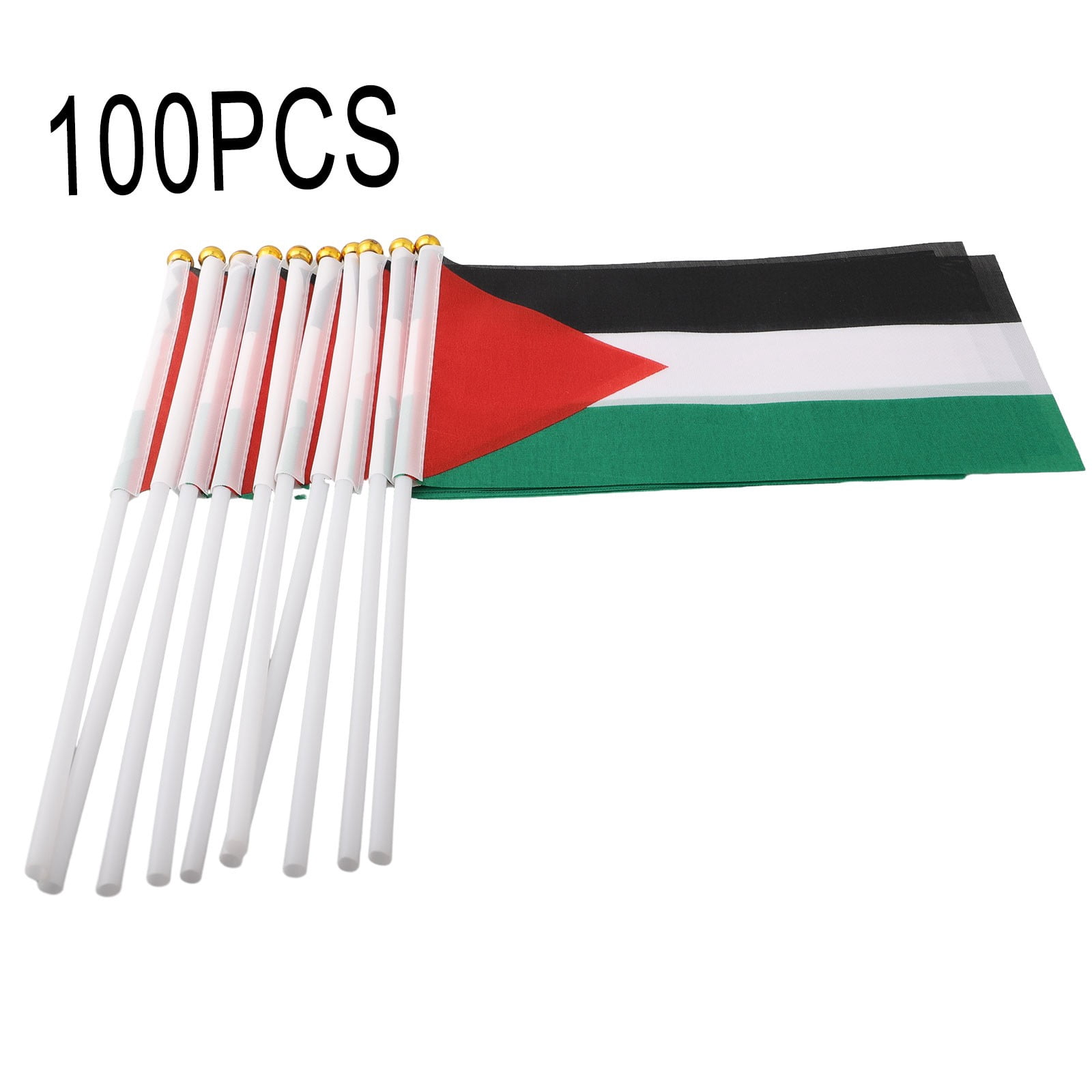 10/100pcs Palestine Flag Small with Pole, 14x21cm Palestine Hand Waving ...