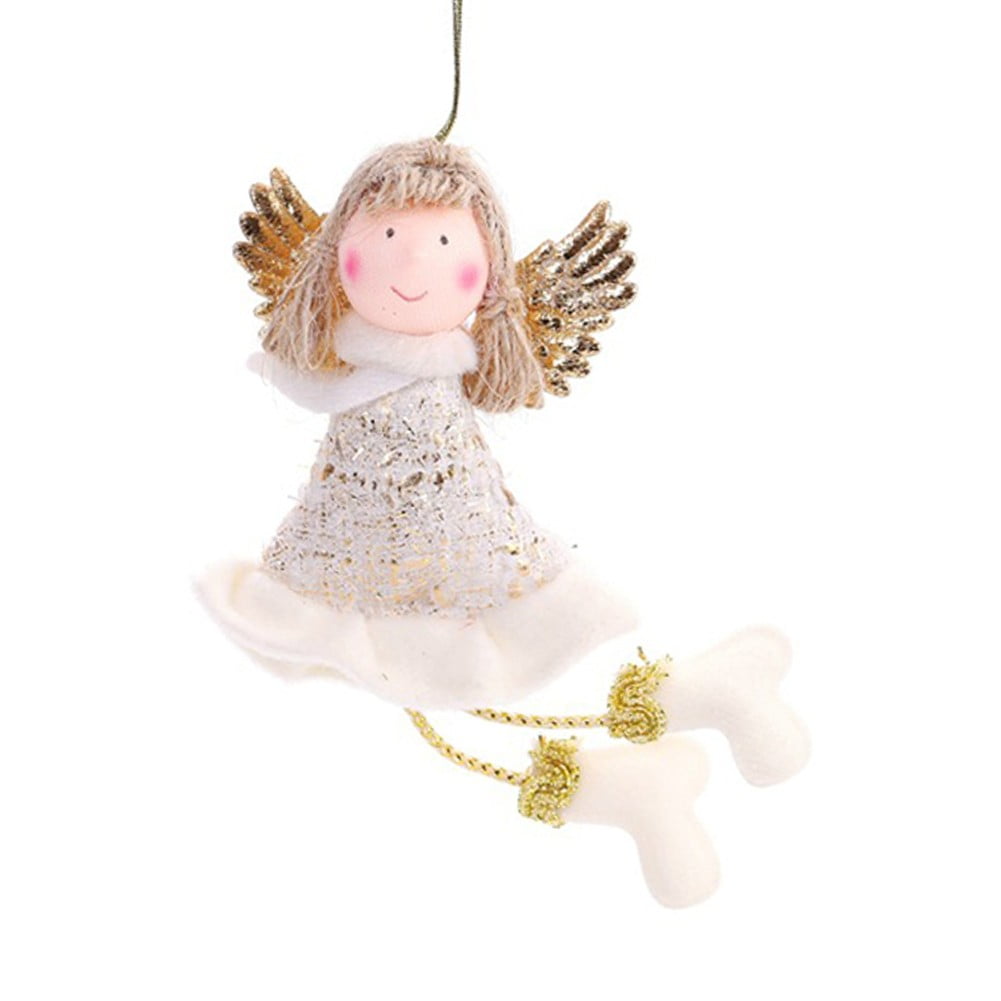 10*10CM Christmas Plush Angel Doll Pendant Cartoon Cute Wings Girl Doll ...