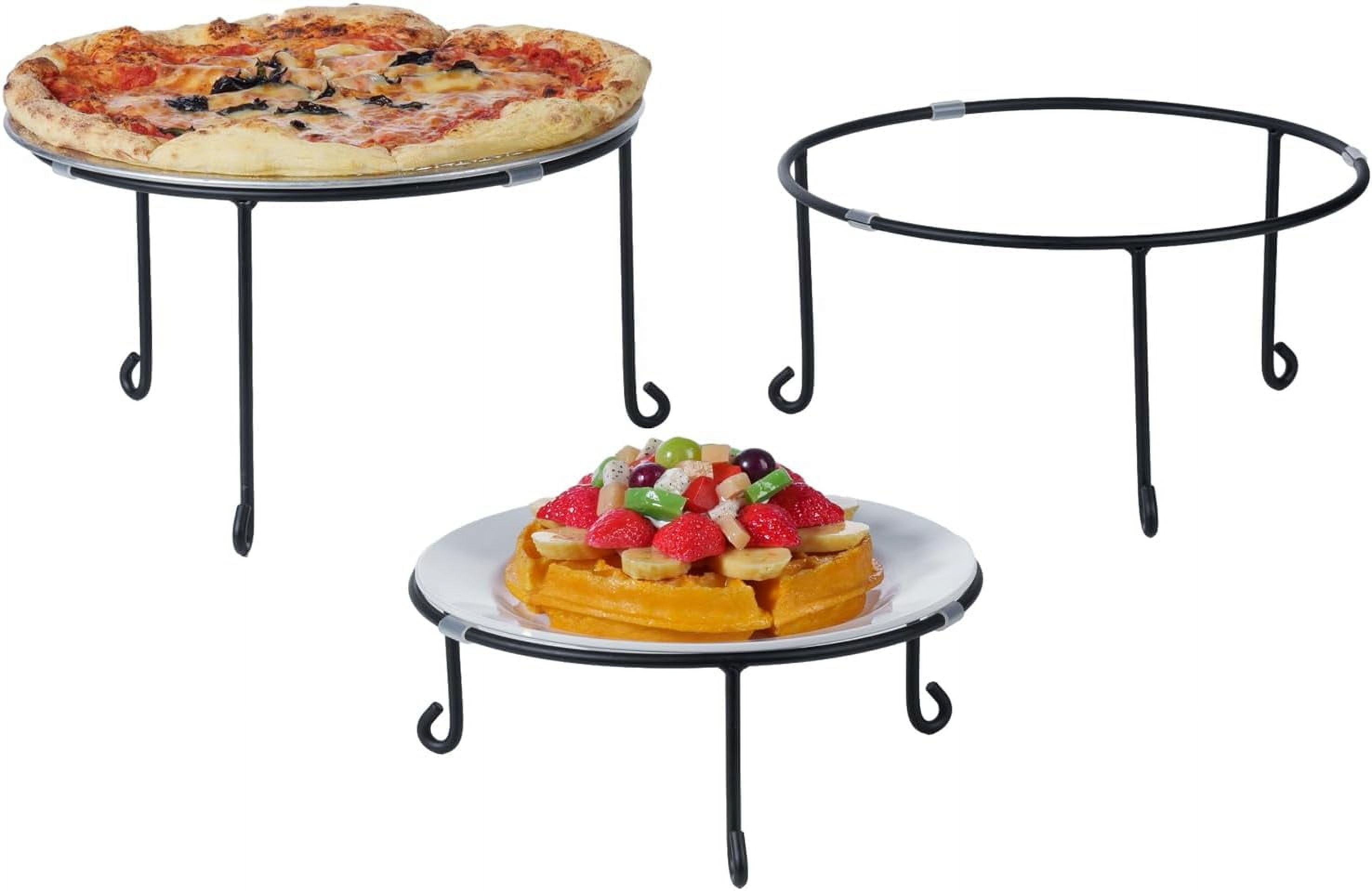 10, 11, 12 Inch Wide Black Metal Wire Pizza Tray Holder Pedestals ...