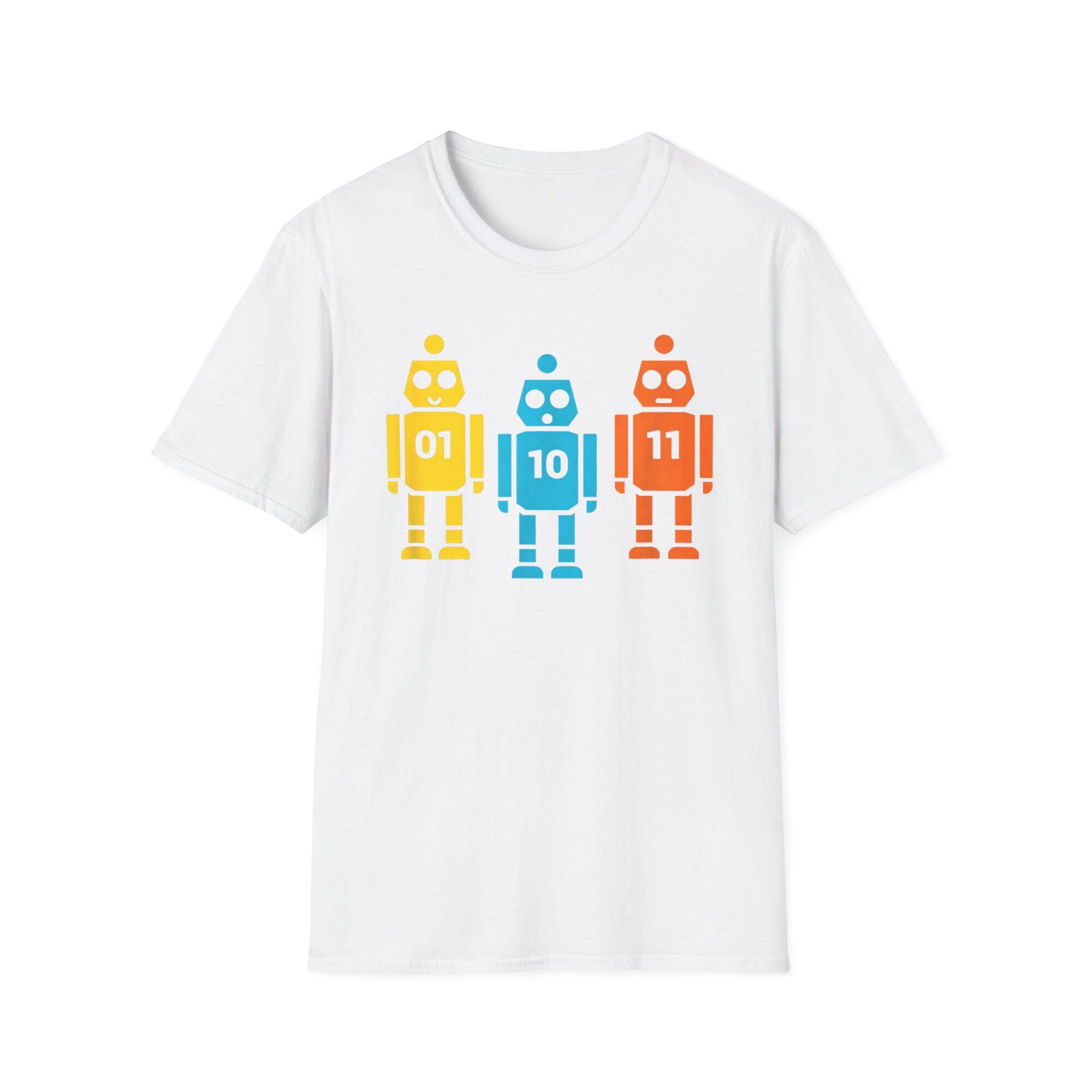 10 11 Binary Robots TShirt Retro Colorful Tech Graphic Tee Fun ...