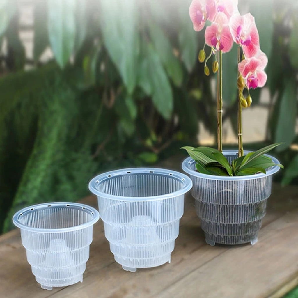 TWIFER 10/12/15cm Orchid Pots with Holes, Clear Plastic Pot with Saucer ...