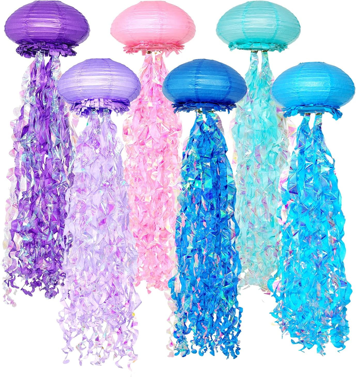 10"/12" Blue Jellyfish Lanterns - Mermaid Birthday Decorations, Under ...