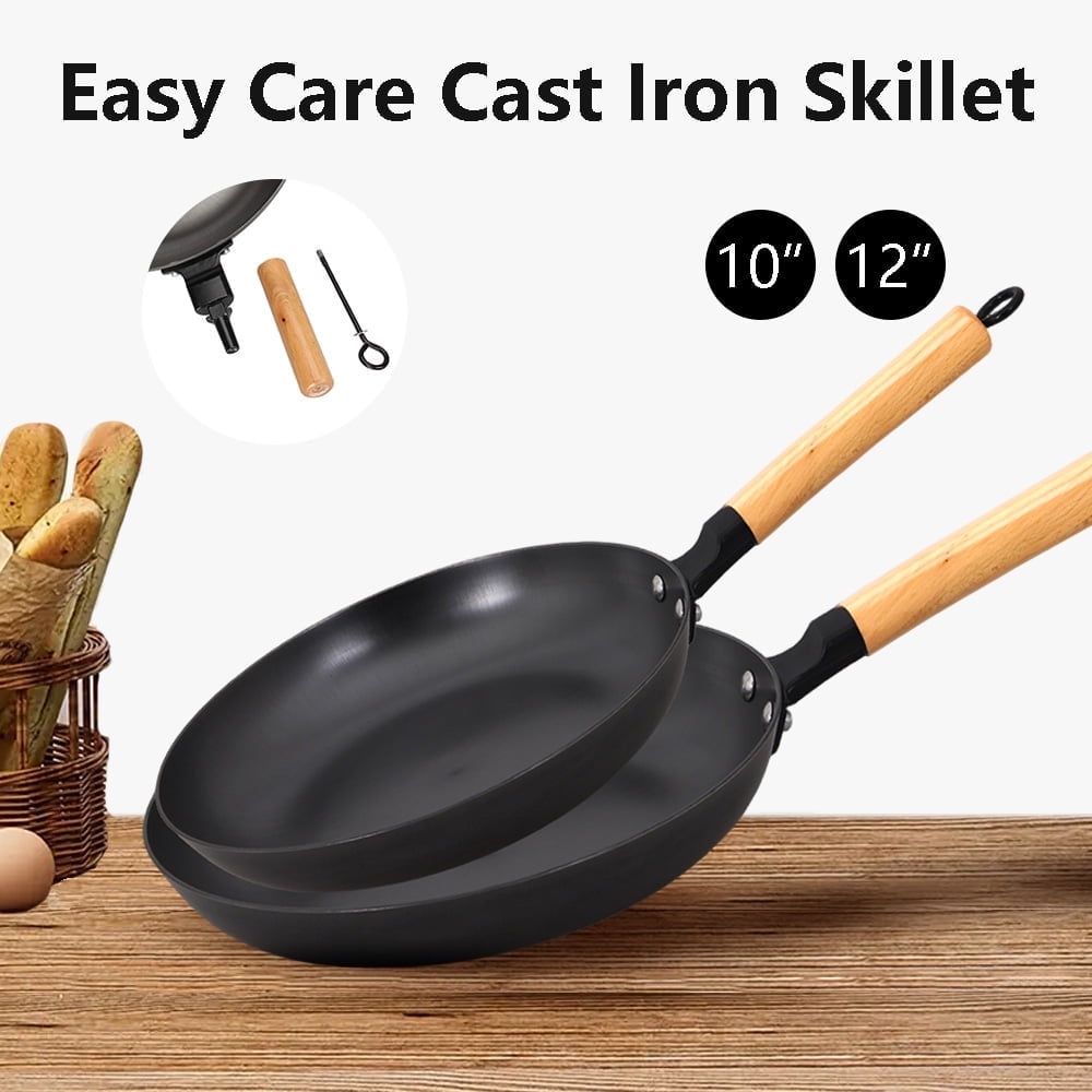 YUTANN 10&12 Cast Iron Skillet Set, Lightweight, Durable, Even Heat ...