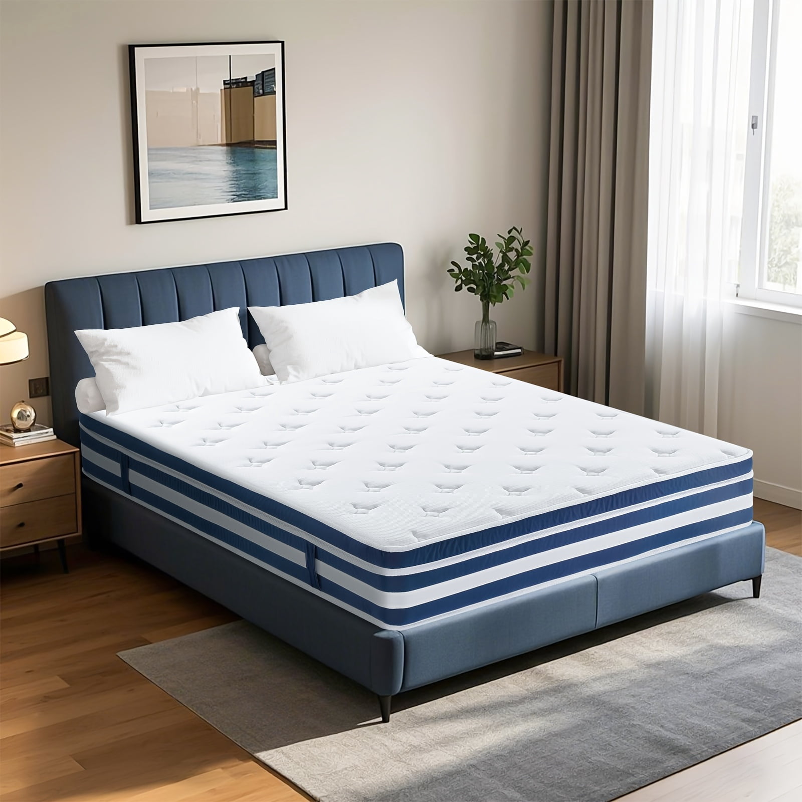 10/12 Inch Hybrid Mattress In A Box Medium Firm Feel Fiberglass Free ...