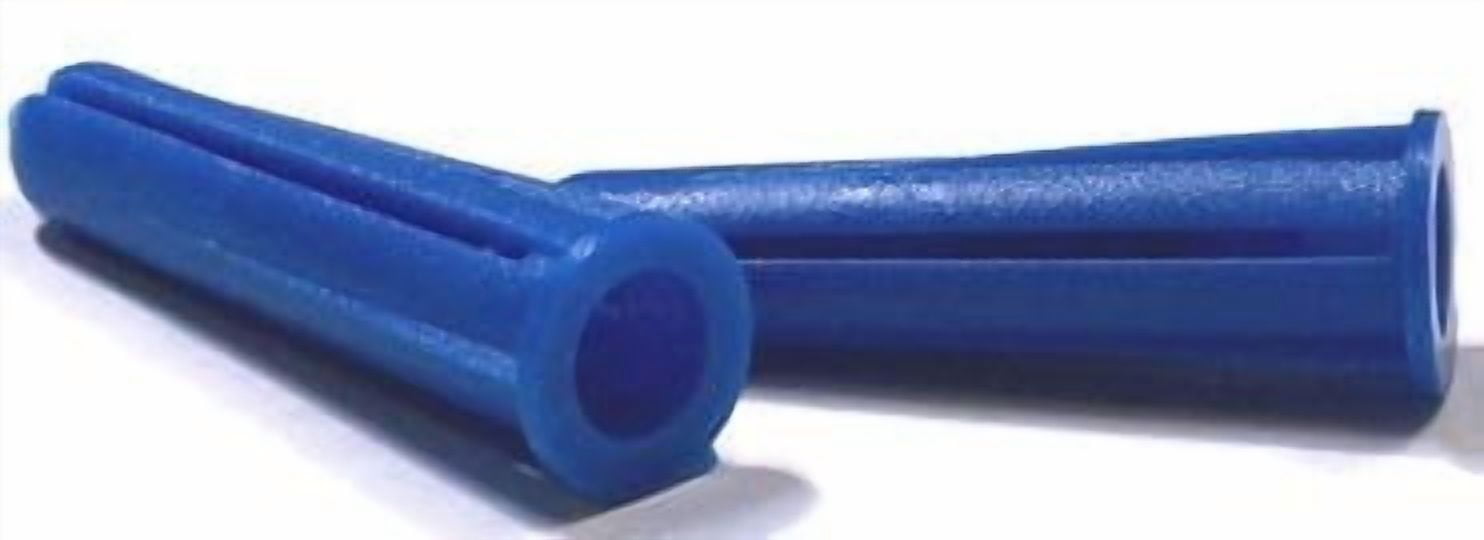 #10 - #12 x 1" Long Bantam Plug-Conical Plastic Anchors/Nylon/Blue ...