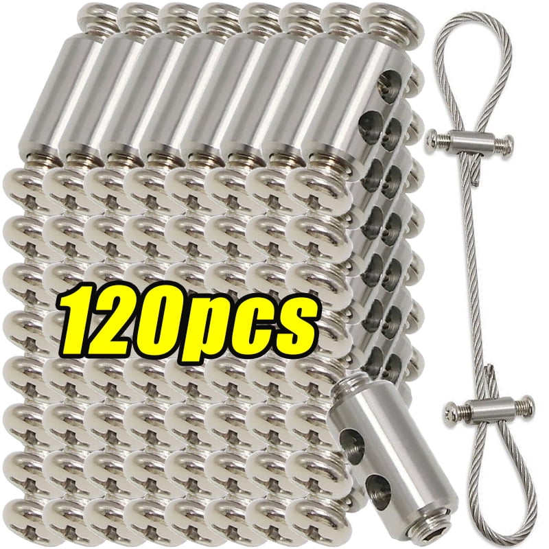 10/120pcs Stainless Steel Wire Rope Cable Clamp Waterproof Metal Copper ...