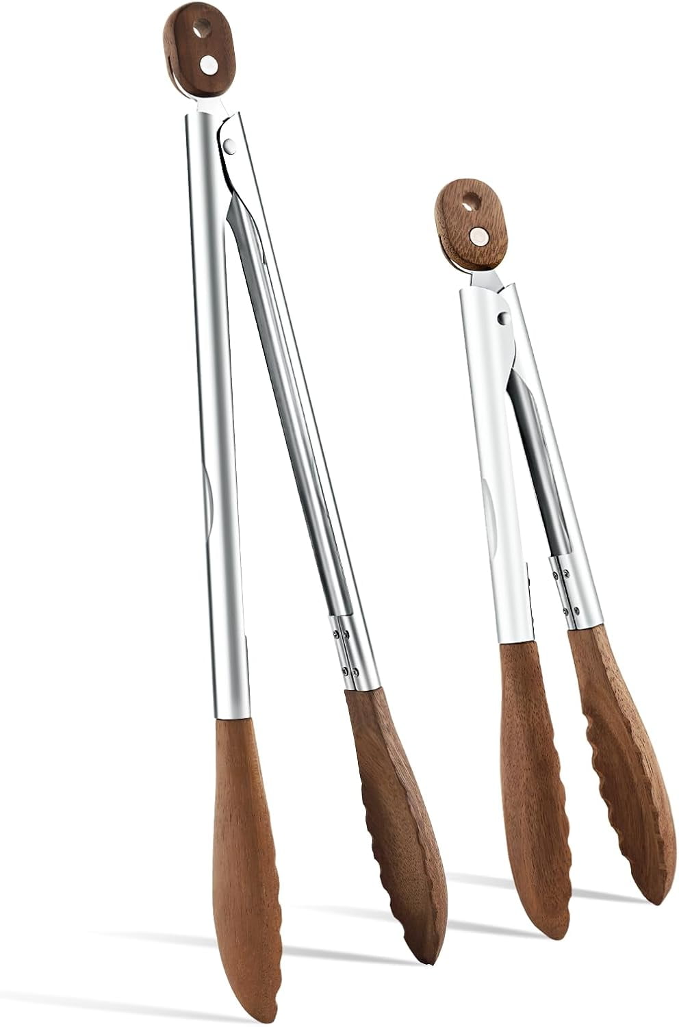 10 & 13 Inch Wooden Tongs for Cooking, Kitchen Stainless Steel Salad ...