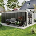 10×14 FT Outdoor Storage Shed, Metal Utility Tool Shed with 3 Lockable ...