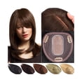 10-14" Human Hair Topper, Brazilian Remy Straght Hair Piece with Bangs ...