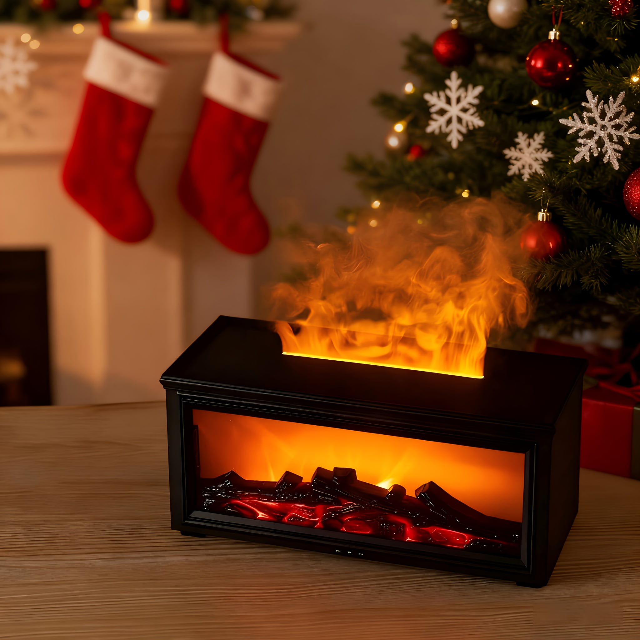 10.14oz USB-powered Fireplace Heater and Humidifier | 7-color Realistic ...