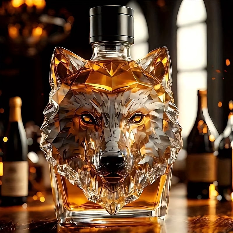 A 10.14oz Whiskey Bottle Designed with a Wolf'S Head - Featuring a ...