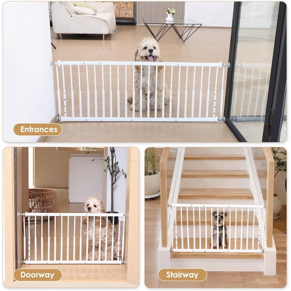10"–15.8" Adjustable Low Dog Gate, 18.1"–46" Wide White Metal – Limited ...