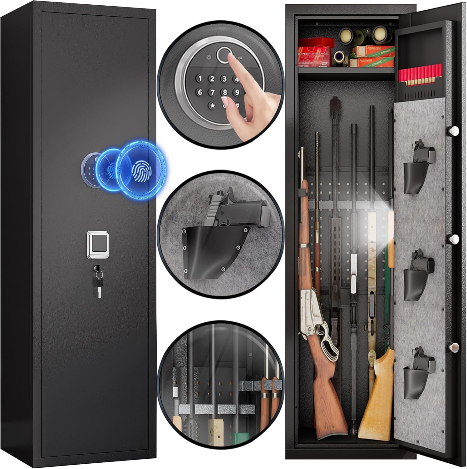 10-15Gun Safe,Home Quick Access Shotguns Pistol Gun Cabinet,with 3 ...
