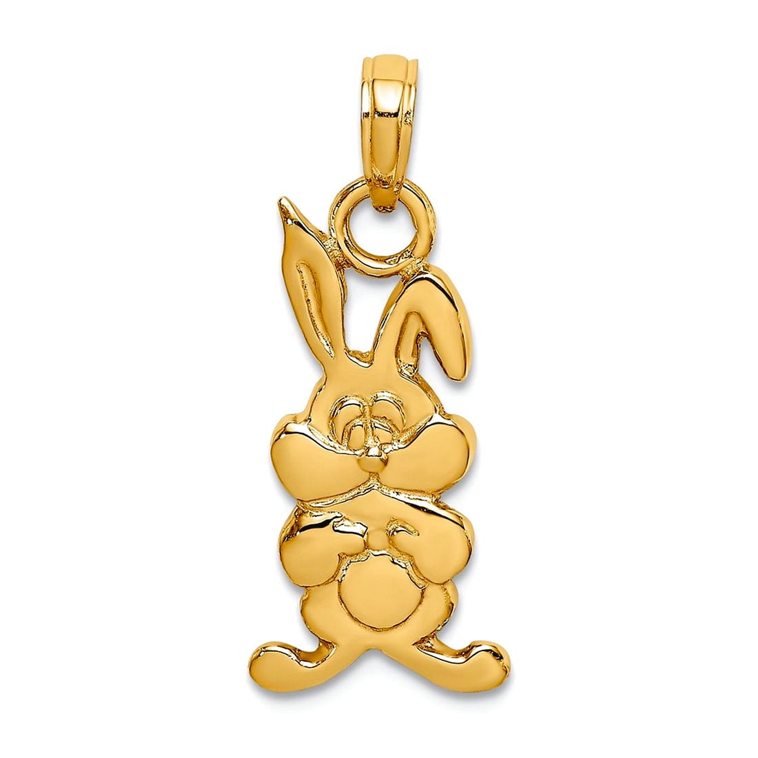 10.15mm 10k Solid Yellow Gold Rabbit Charm Pendant Necklace for Women ...