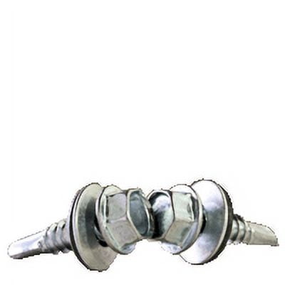 #10-16 x 3/4" Self Drilling Screw, Hex Washer Unslotted w/ Bonded Washer, Zinc CR+3 (inch ...