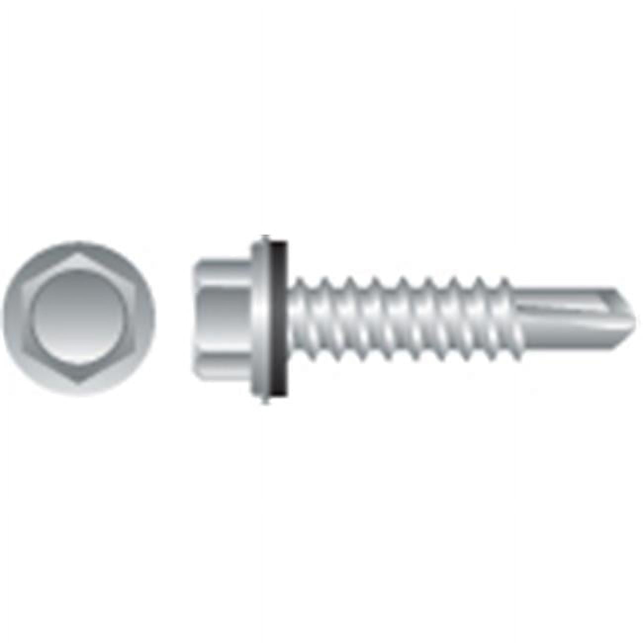 10-16 x 3 in. Unslotted Indented Hex Washer Head Screws Zinc Plated Box ...