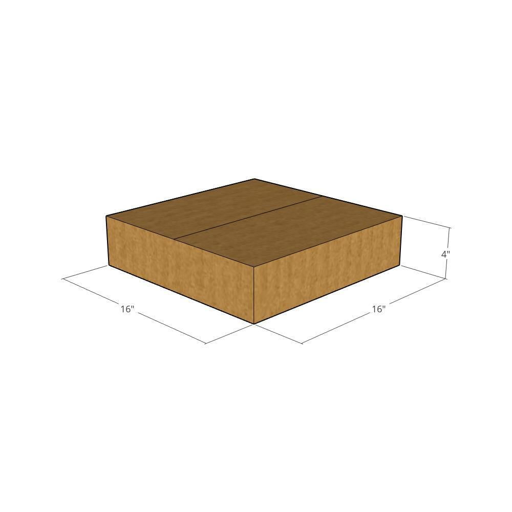 16x16x4 Kraft Brown Corrugated Shipping Boxes, 32 ECT Single-Wall, Qty ...