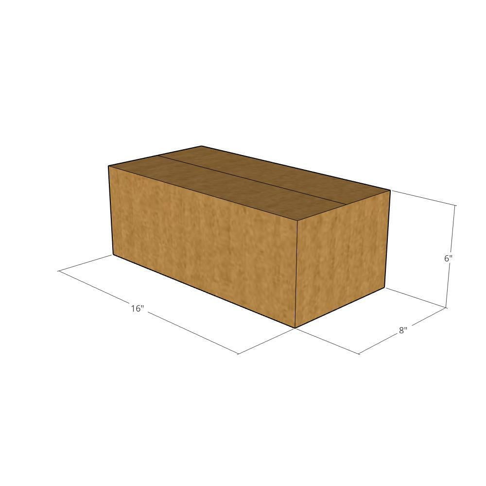 16x8x6 Kraft Brown Corrugated Shipping Boxes, 32 ECT Single-Wall, Qty ...