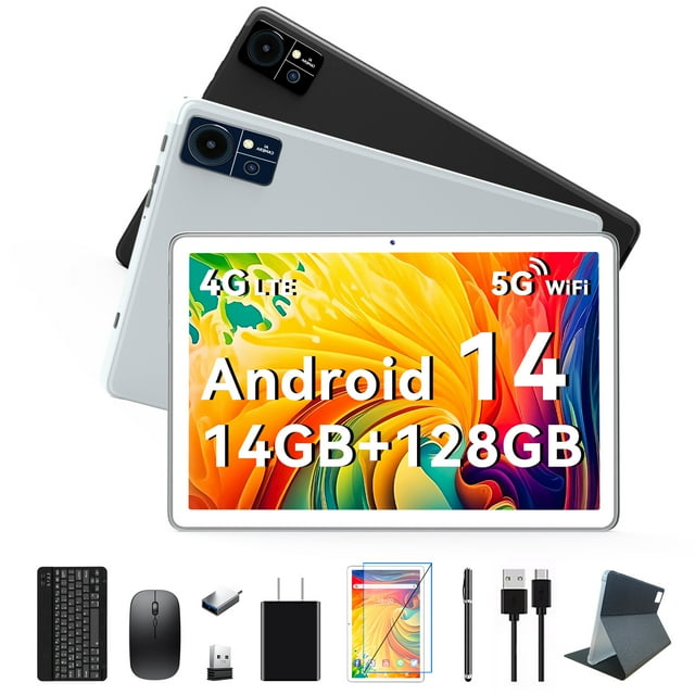 10.1in Android 14 Tablet 14gb RAM 128gb ROM, Octa-Core 4G Cellular ...