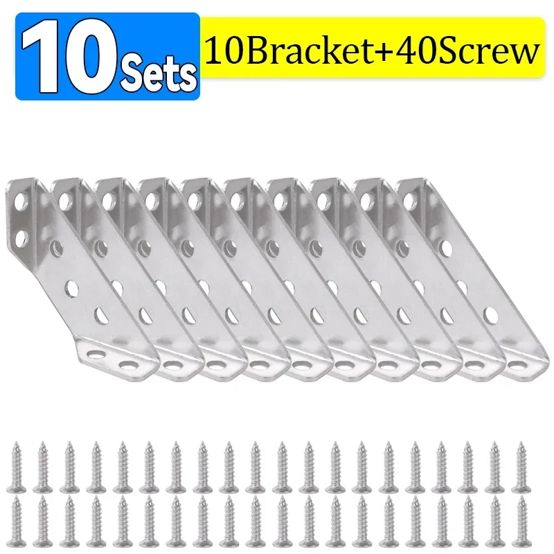 10/1set Corner Brackets Stainless Steel Furniture Angle Shelf Connector ...